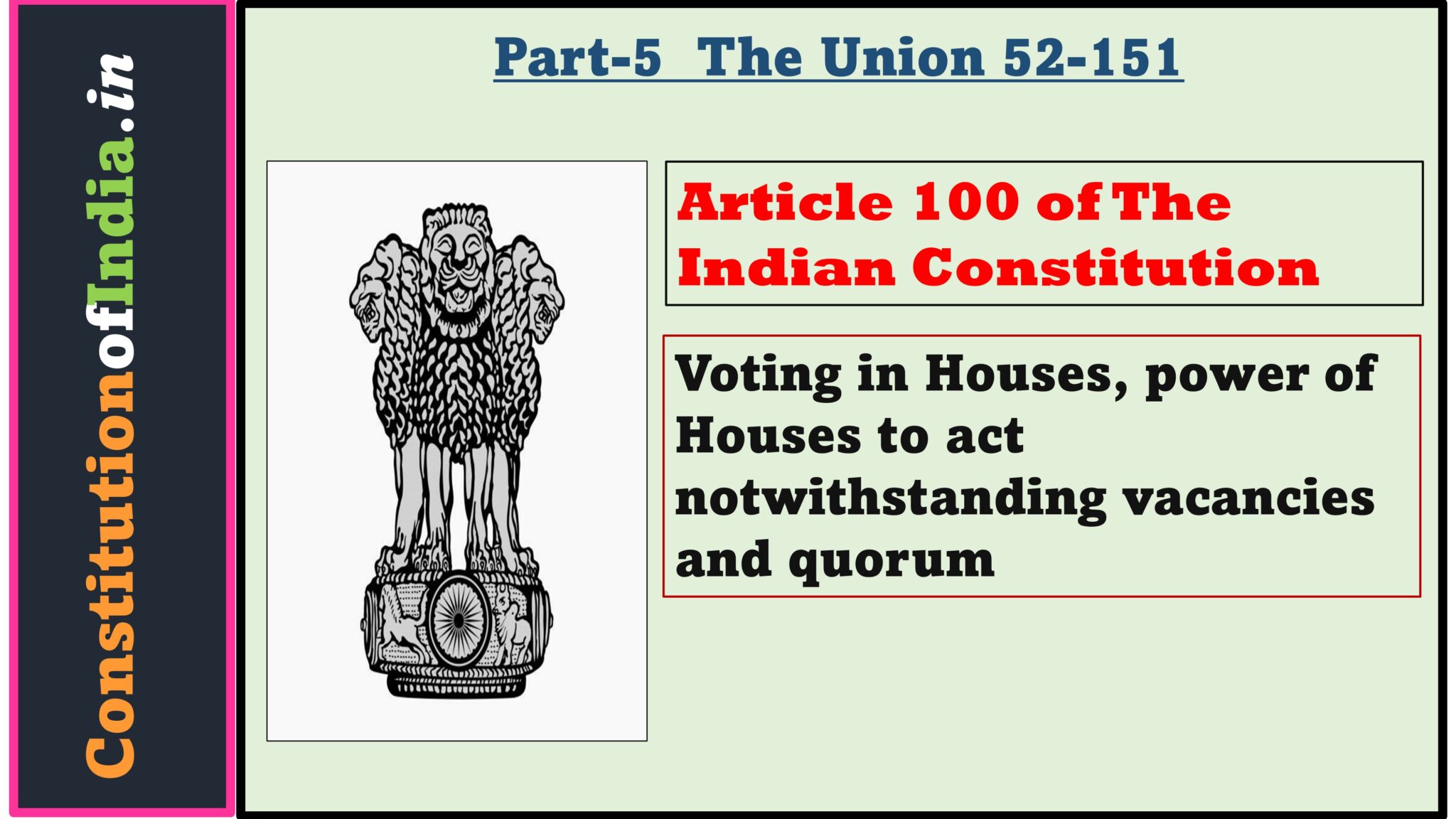 Article 100 of Indian Constitution - ConstitutionofIndia.in
