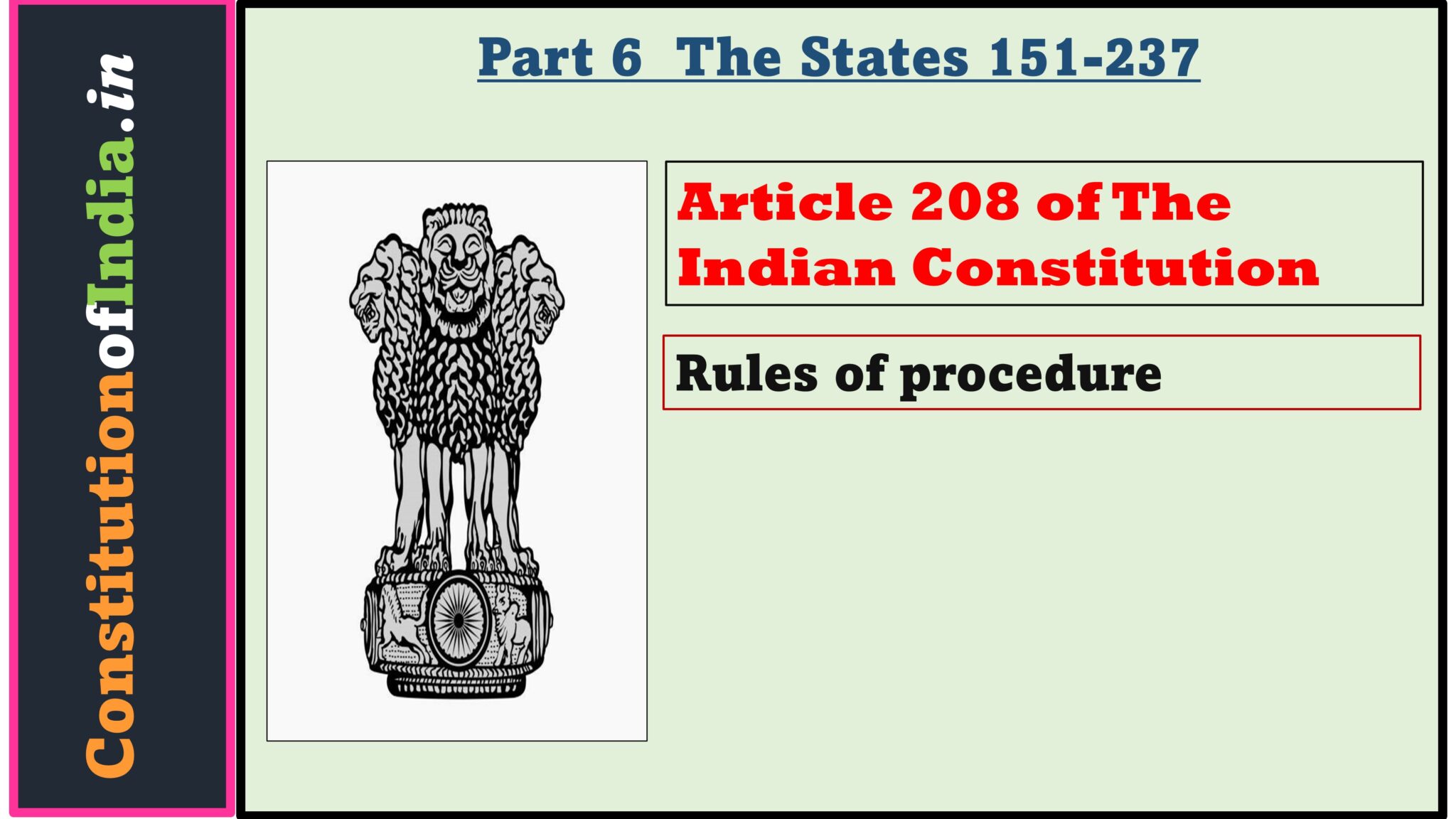 Article 208 of Indian Constitution - ConstitutionofIndia.in