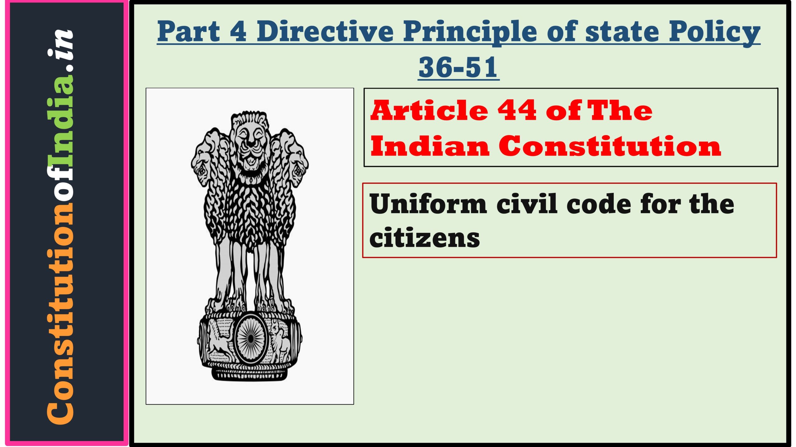 Article 44 Of Indian Constitution ConstitutionofIndia in Article 44 Of Indian Constitution ConstitutionofIndia in