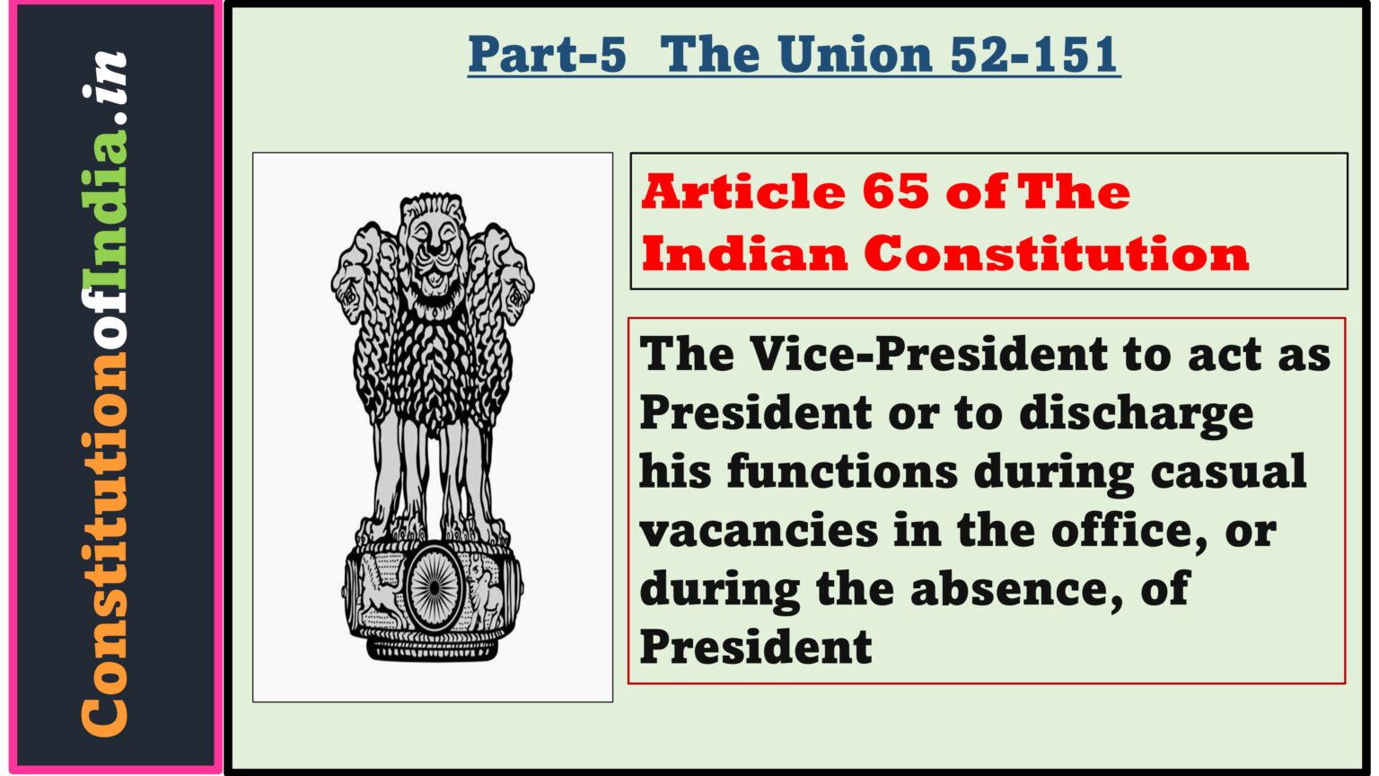 Article 65 of Indian Constitution - ConstitutionofIndia.in