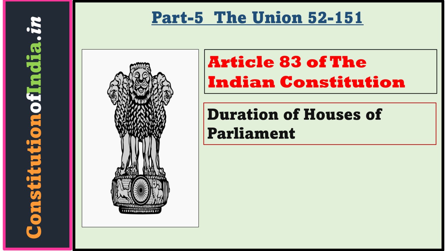 Article 83 of Indian Constitution - ConstitutionofIndia.in