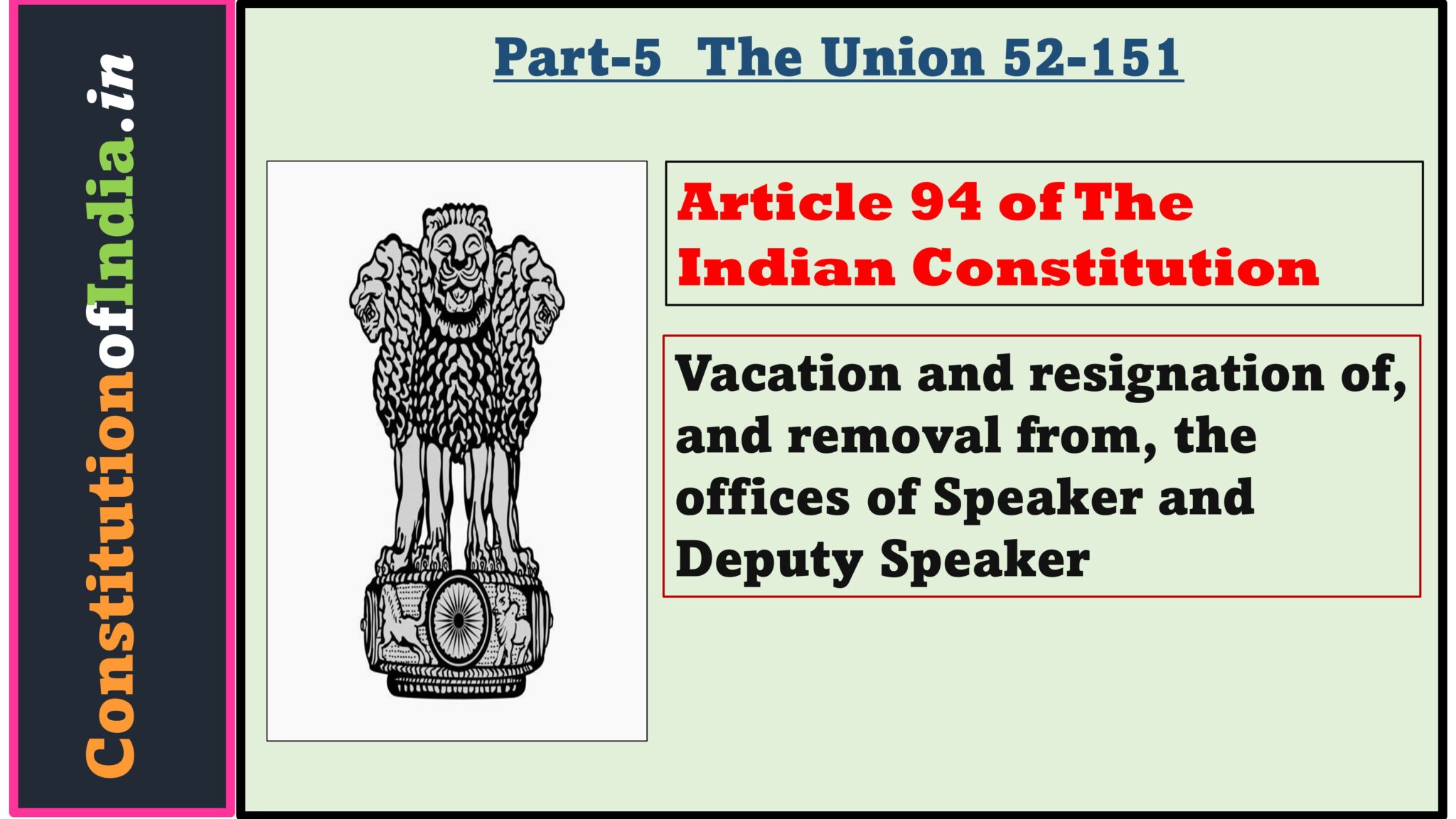 Article 94 of Indian Constitution - ConstitutionofIndia.in
