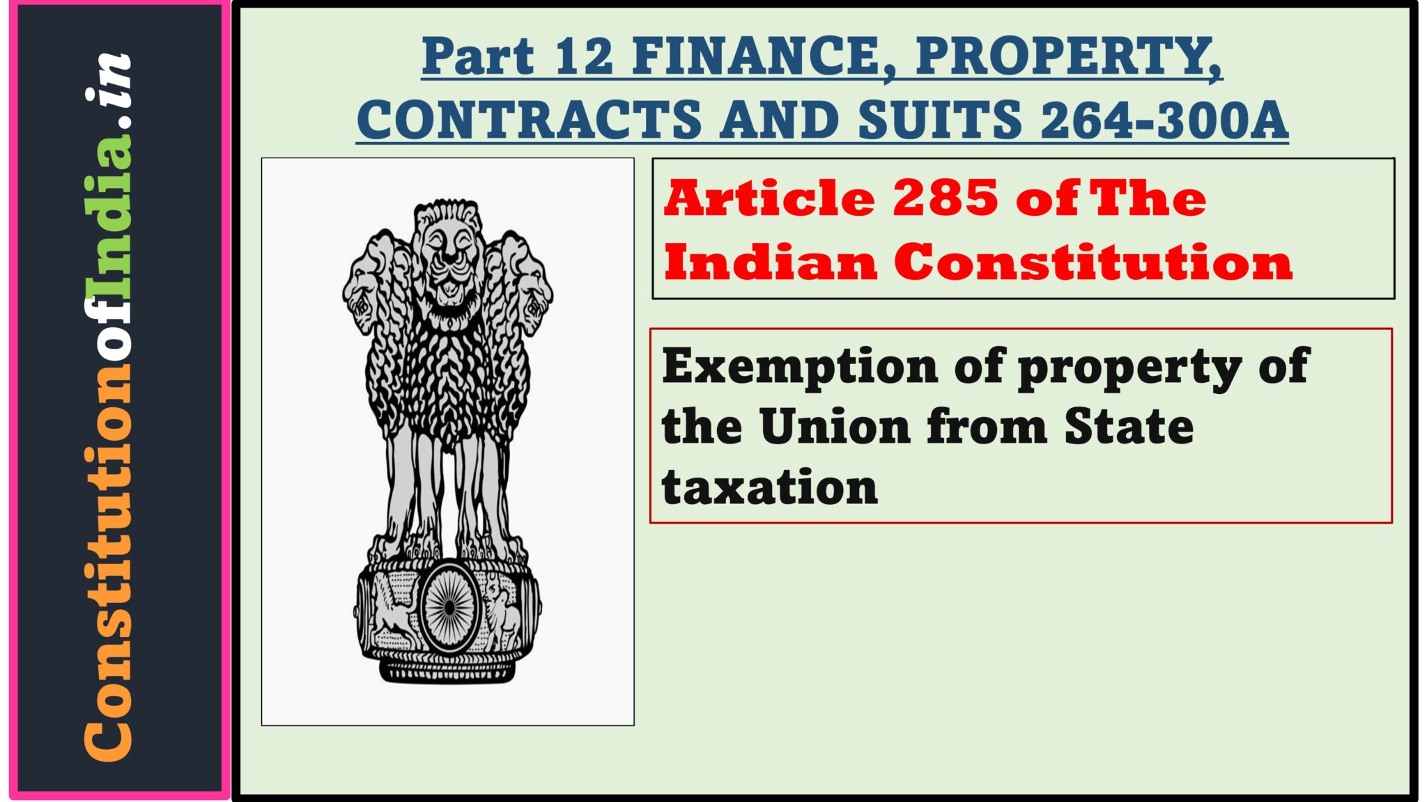 Article 285 of Indian Constitution - ConstitutionofIndia.in