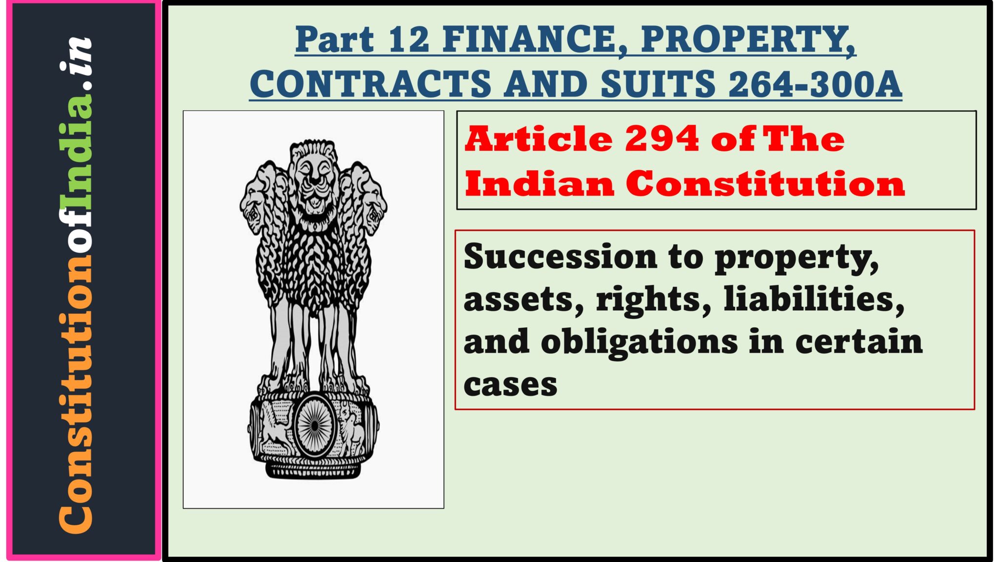 Article 294 of Indian Constitution - ConstitutionofIndia.in